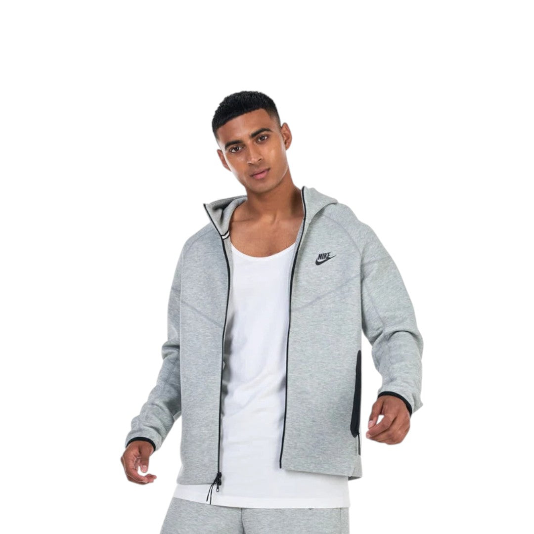 Poleron Nike Sportswear Tech Fleece Full Zip Gray Speckled/Black – Jorniex
